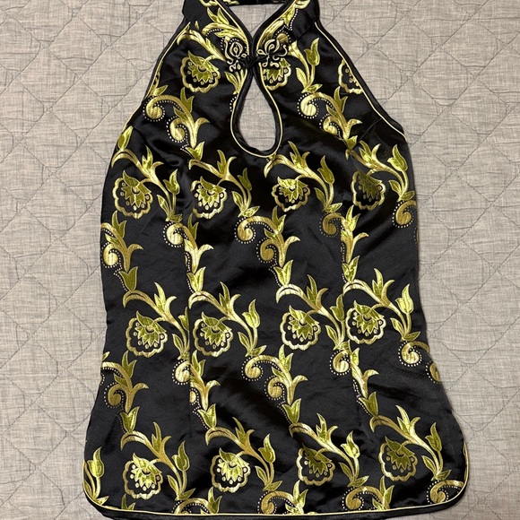 shanghai soho | Tops | Shanghai Soho Black And Gold Embroidered Top ...